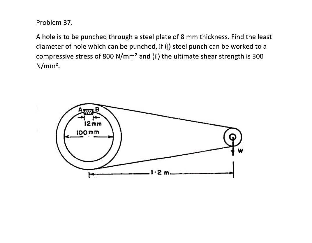 Solved Problem 37. A hole is to be punched through a steel | Chegg.com