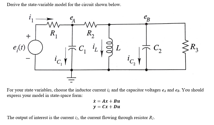 Solved Derive the state-variable model for the circuit shown | Chegg.com
