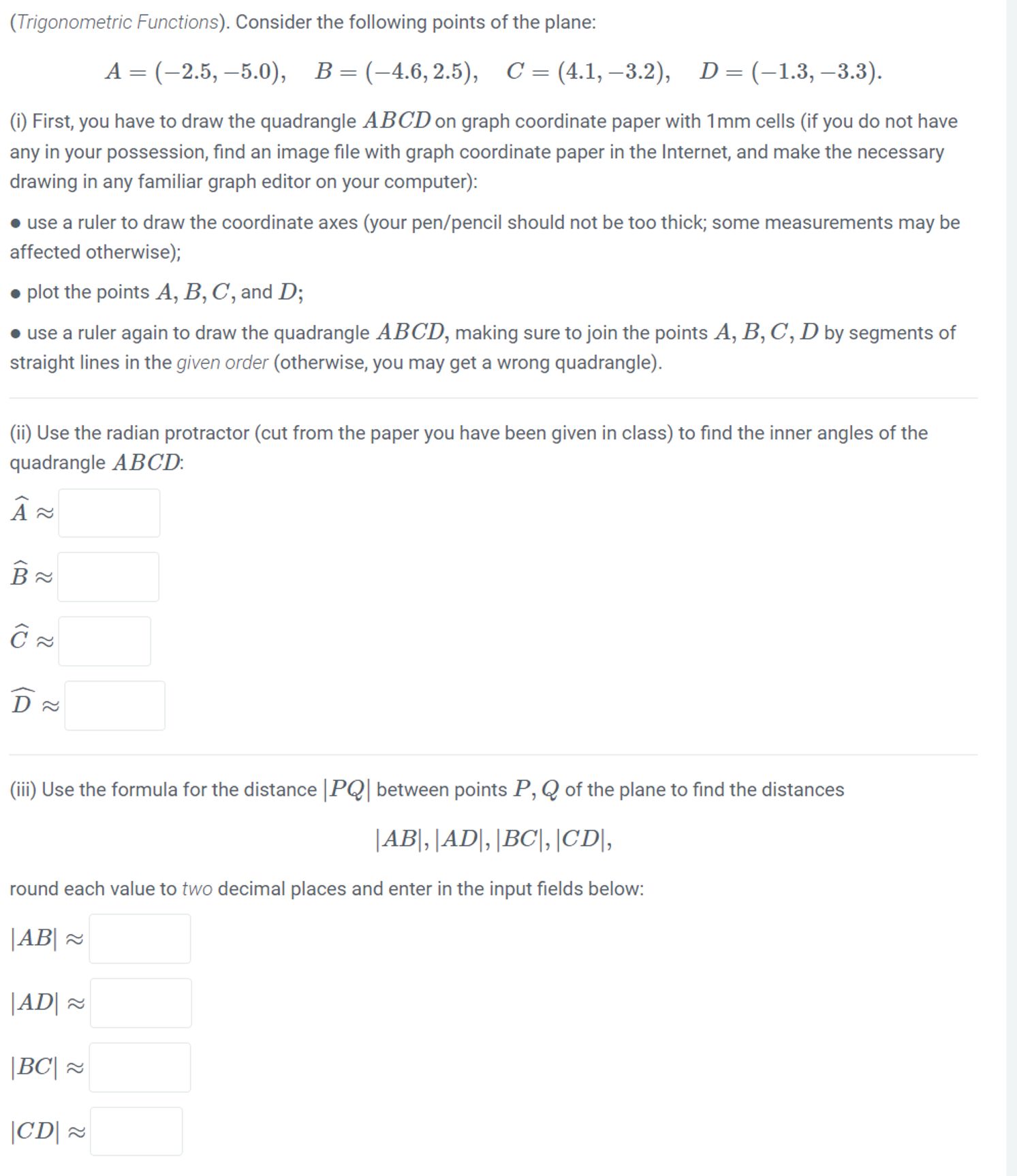 Solved (Trigonometric Functions). ﻿Consider the following | Chegg.com