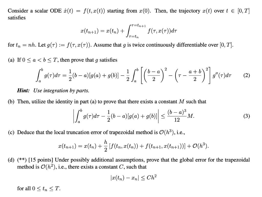 Consider a scalar ODE c(t) = f(t, x(t)) starting from | Chegg.com