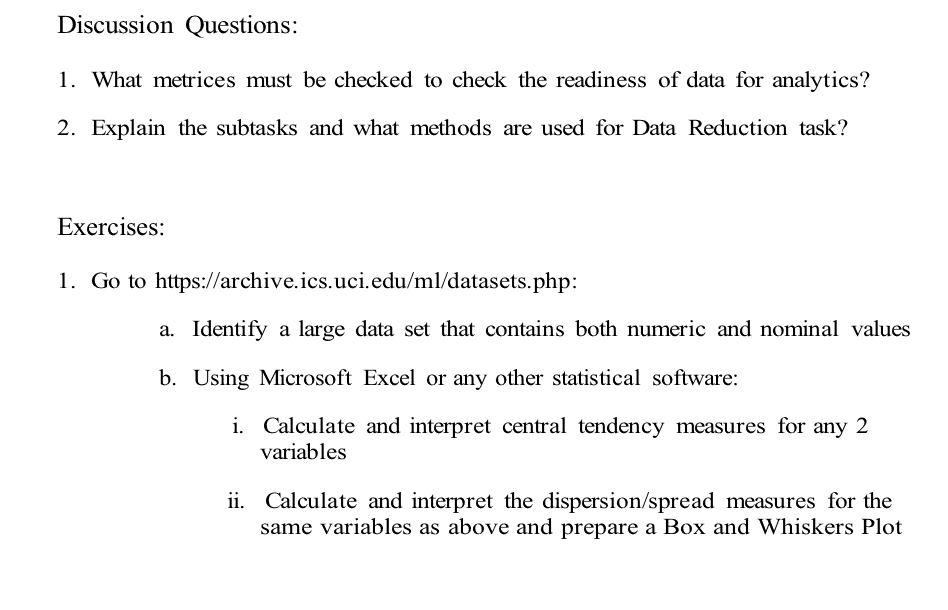 Solved Discussion Questions: 1. What metrices must be | Chegg.com