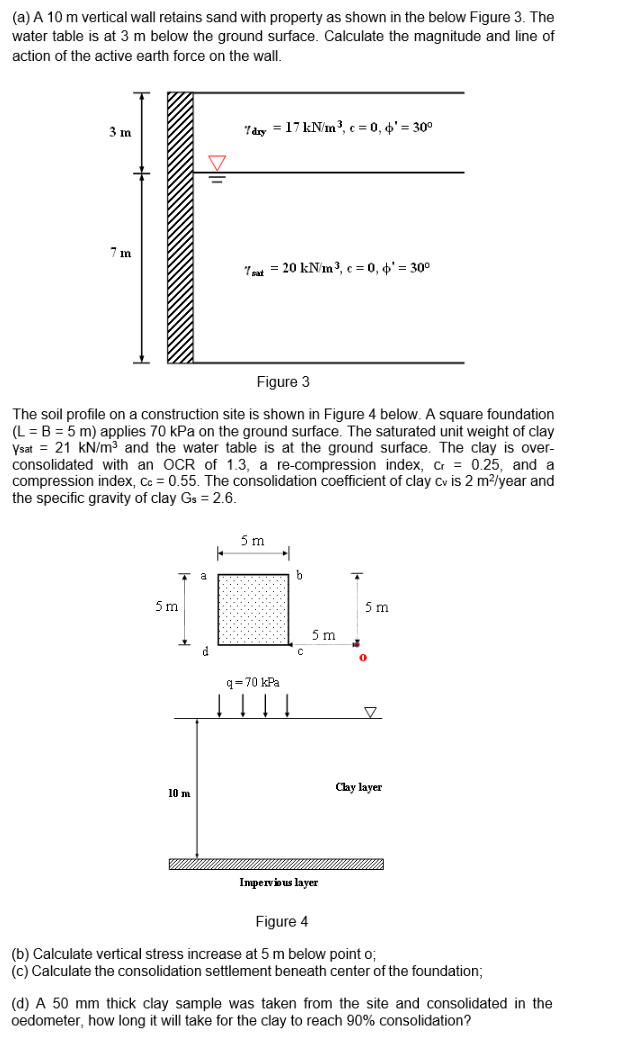Solved (a) A 10 m vertical wall retains sand with property | Chegg.com
