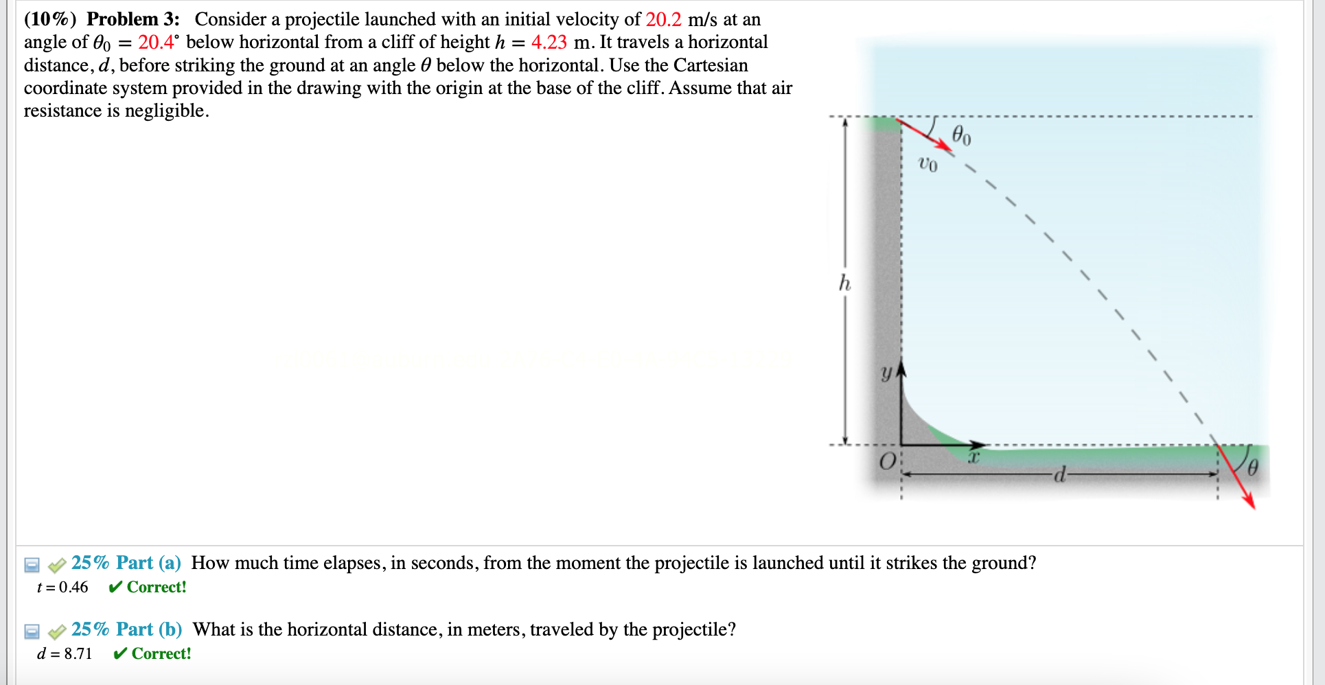 Solved (10\%) Problem 3: Consider a projectile launched with | Chegg.com Solved (10\%) Problem 3: Consider a projectile launched with | Chegg.com