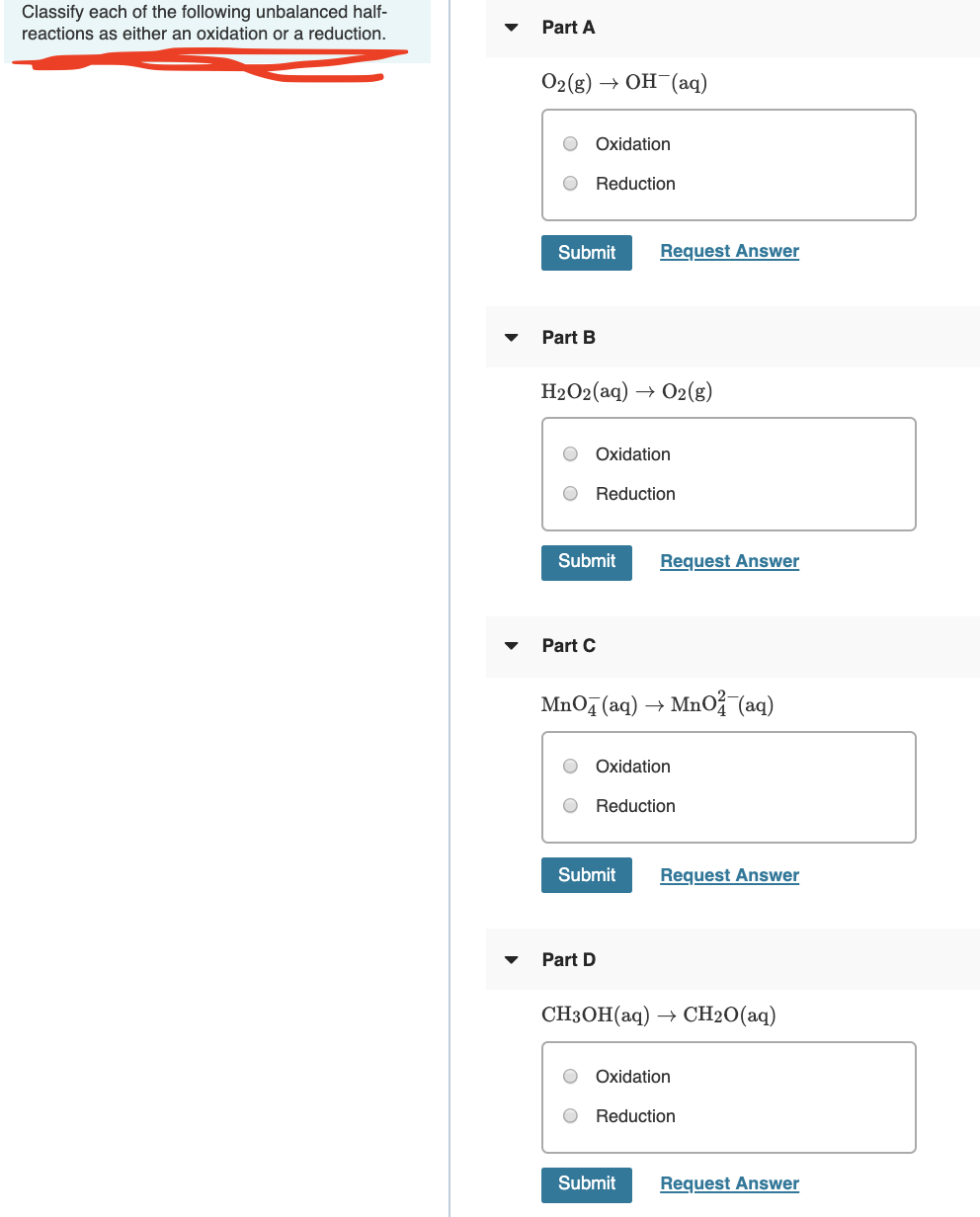 Solved Classify each of the following unbalanced half- | Chegg.com