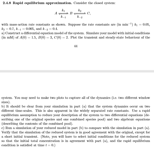 2.4.8 Rapid equilibrium approximation. Consider the | Chegg.com