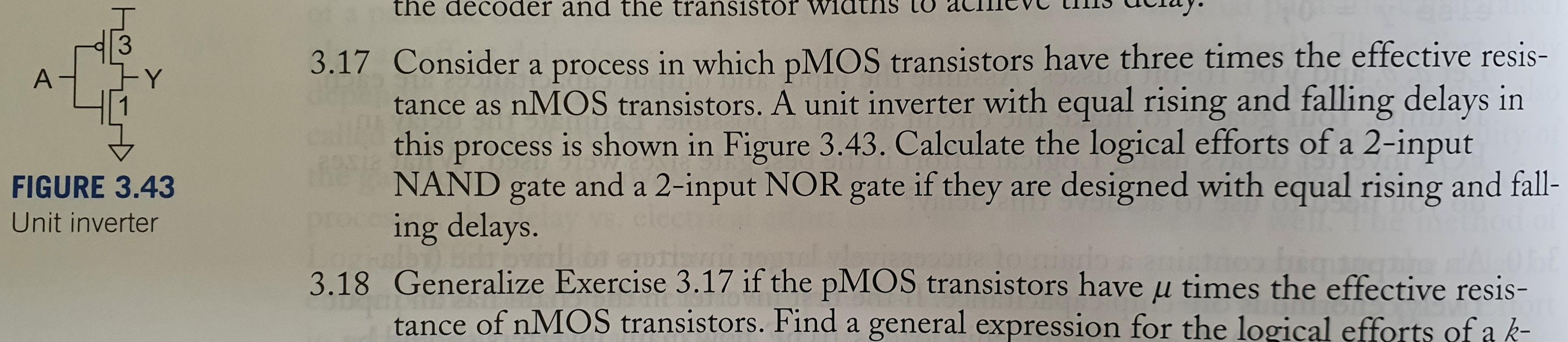 Solved Generalize Exercise 3.17 if the pMOS transistors have | Chegg.com