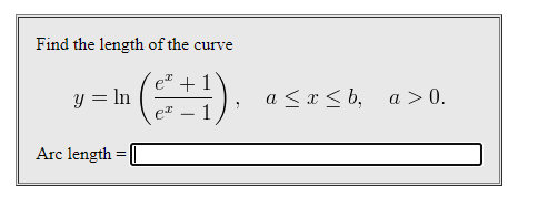 Solved Find the length of the curve y=ln(ex−1ex+1) | Chegg.com