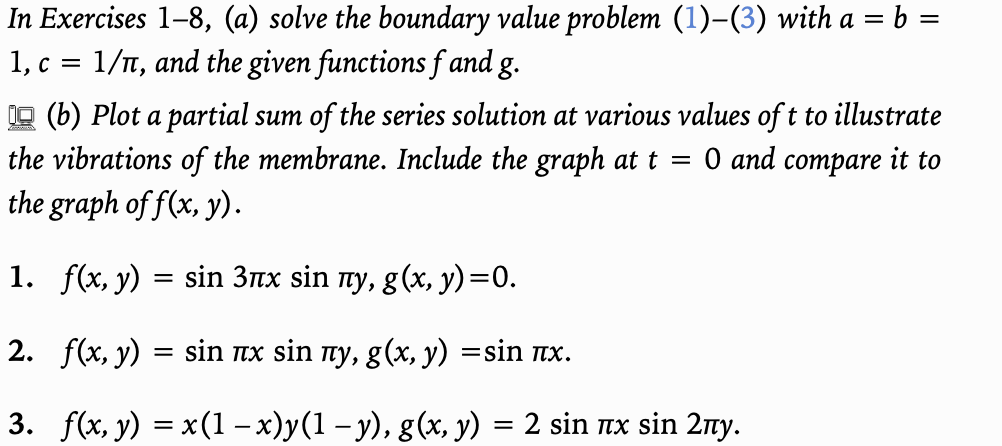 Solved = = In Exercises 1-8, (a) solve the boundary value | Chegg.com