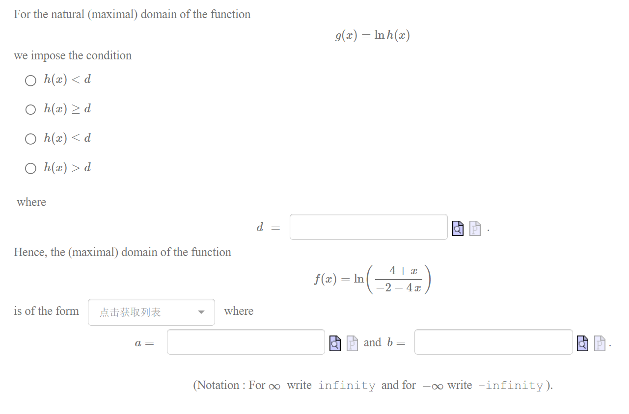 Solved For the natural (maximal) domain of the function | Chegg.com