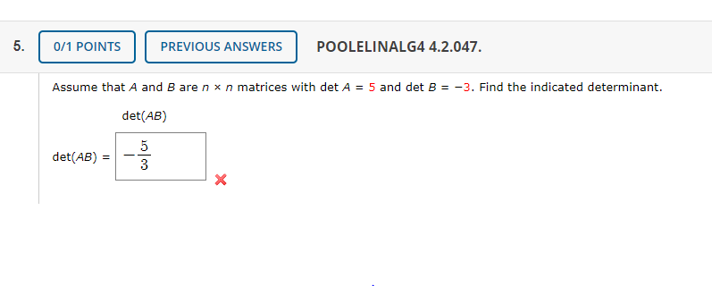 Solved 0/1 POINTS PREVIOUS ANSWERS POOLELINALG4 4.2.047. | Chegg.com