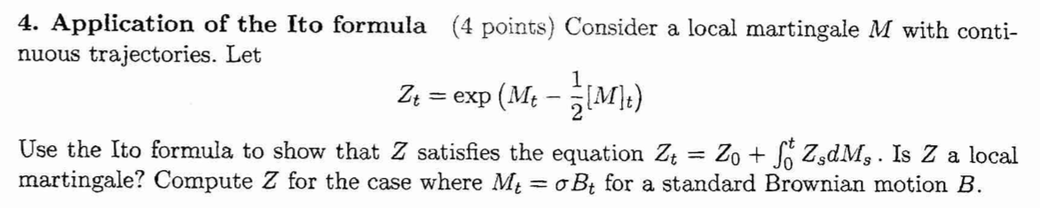 4. Application of the Ito formula (4 points) Consider | Chegg.com