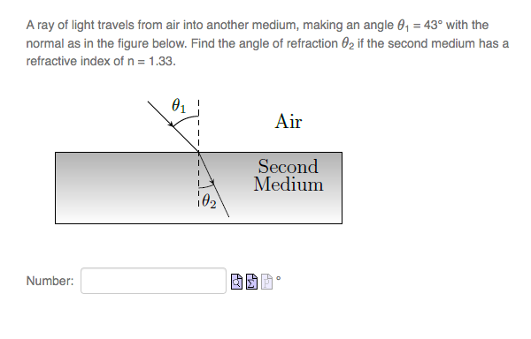 Solved A ray of light travels from air into another medium, | Chegg.com