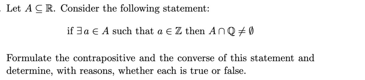 Solved Let AsubeR. Consider the following statement:if | Chegg.com