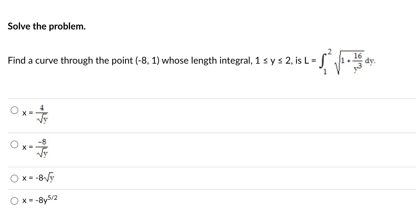Solved Solve the problem. Find a curve through the point | Chegg.com