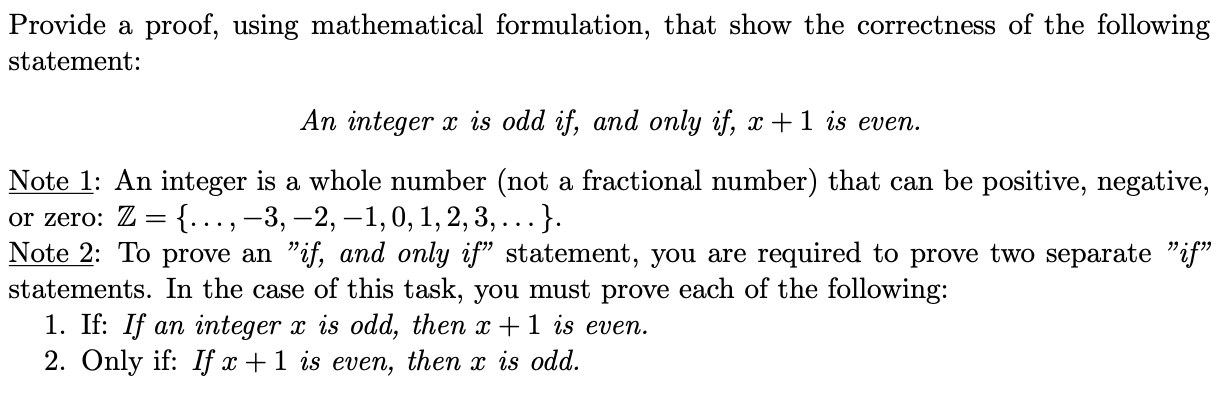 Solved Provide a proof, using mathematical formulation, that | Chegg.com