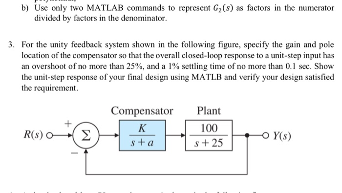 Solved B Use Only Two Matlab Commands To Represent G2 S 8435