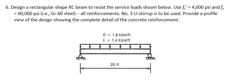 Solved 6. Design a rectangular shape RC beam to resist the | Chegg.com