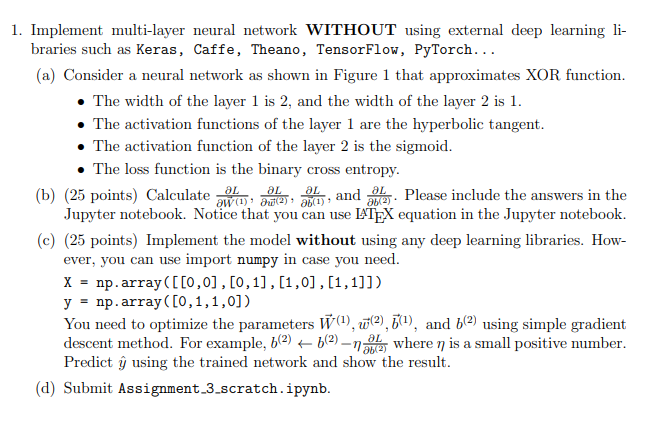 Solved al ᎾᏞ ab 1. Implement multi-layer neural network | Chegg.com