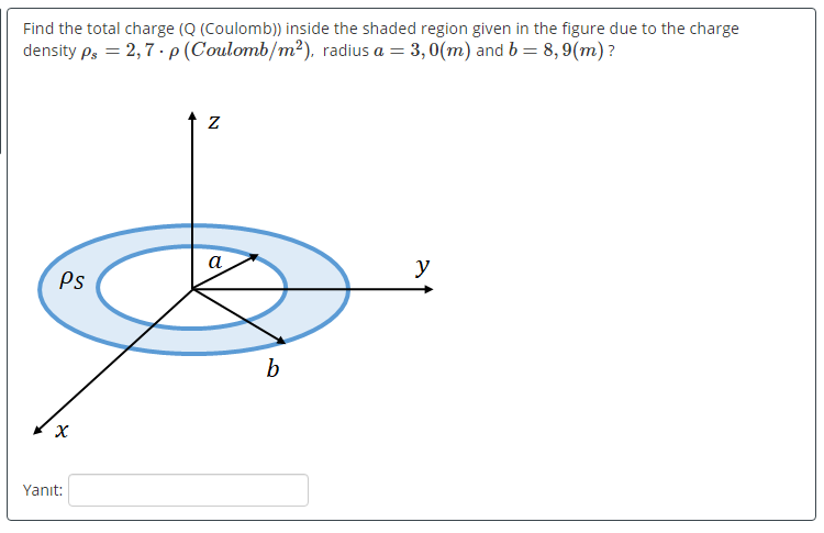 Solved Find the total charge (Q(Coulomb)) inside the shaded | Chegg.com