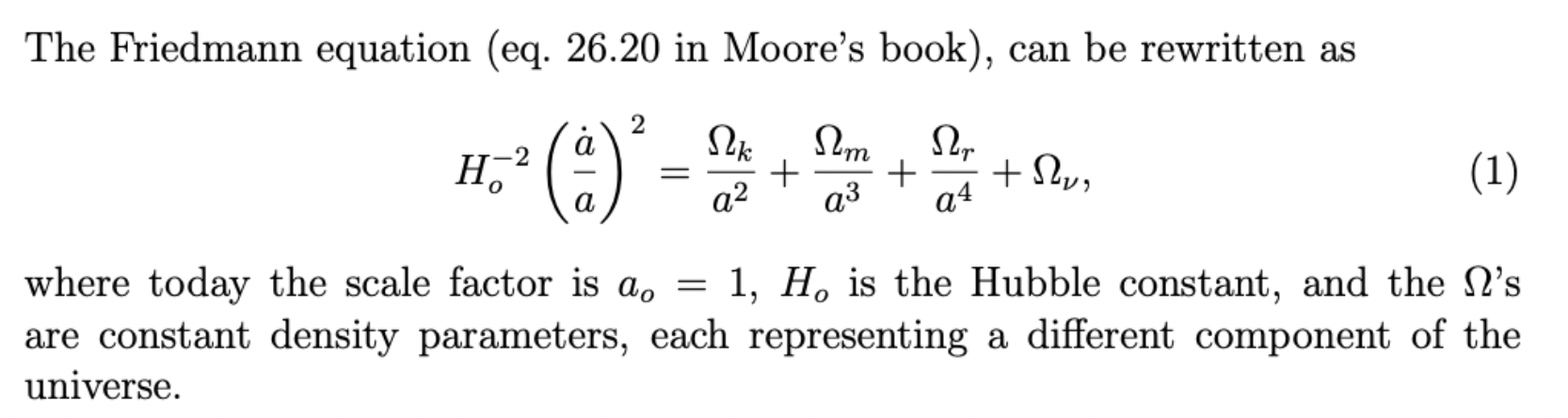 Solved The Friedmann equation (eq. 26.20 in Moore's book), | Chegg.com