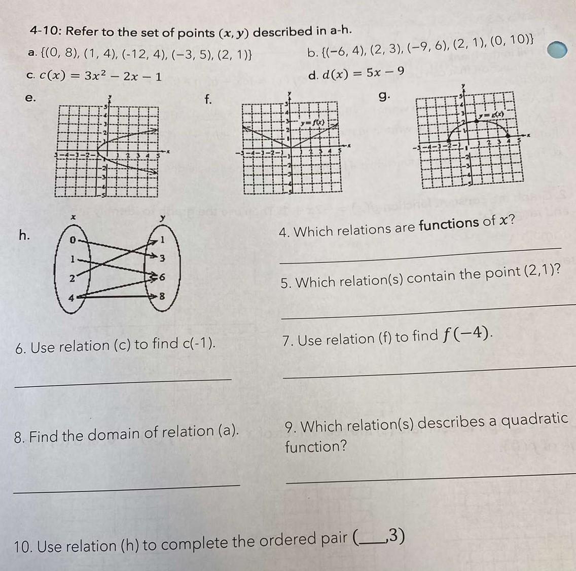 Solved 4-10: Refer to the set of points (x,y) described in | Chegg.com