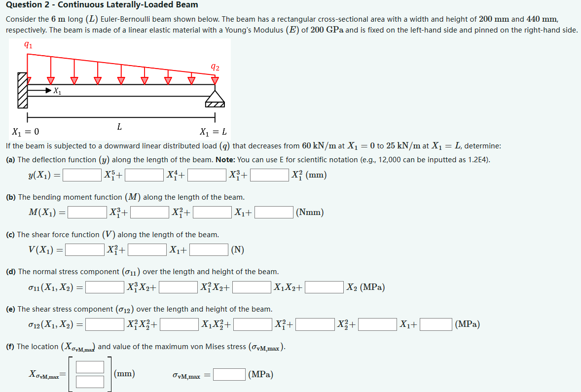 Solved Question 2 - Continuous Laterally-Loaded Beam | Chegg.com