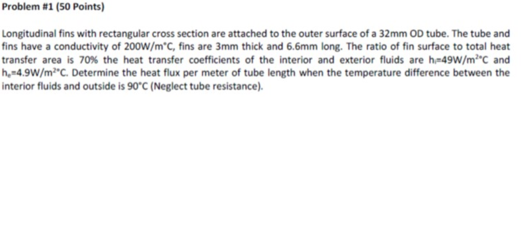Solved Problem #1 (50 Points) Longitudinal fins with | Chegg.com