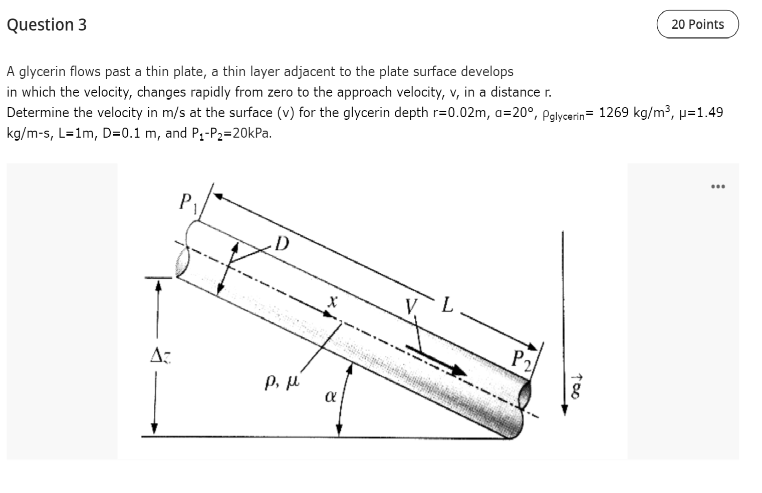 Solved Question 3 20 Points A glycerin flows past a thin | Chegg.com