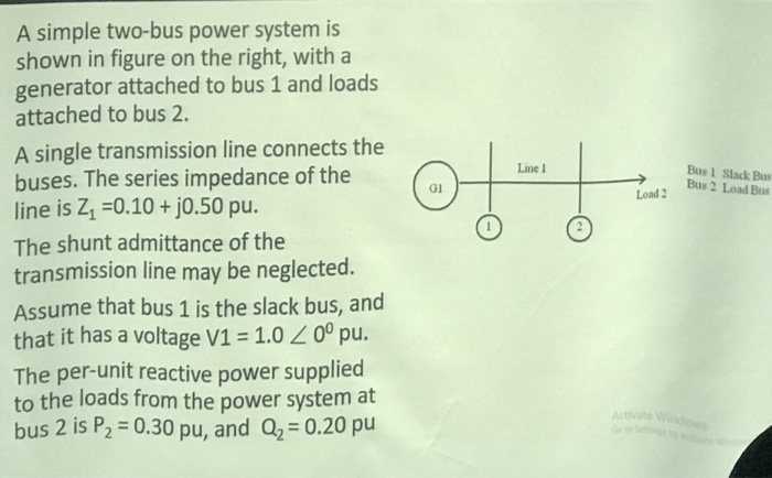 Solved A simple two-bus power system is shown in figure on | Chegg.com