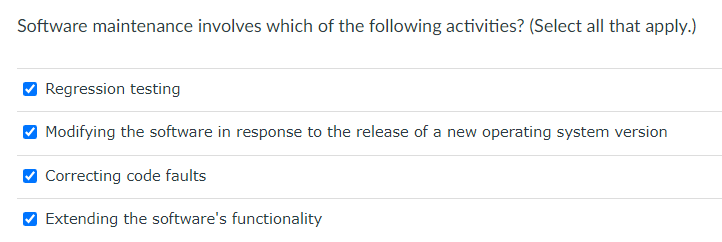 Solved Changing software to fix a bug is an example of: O | Chegg.com