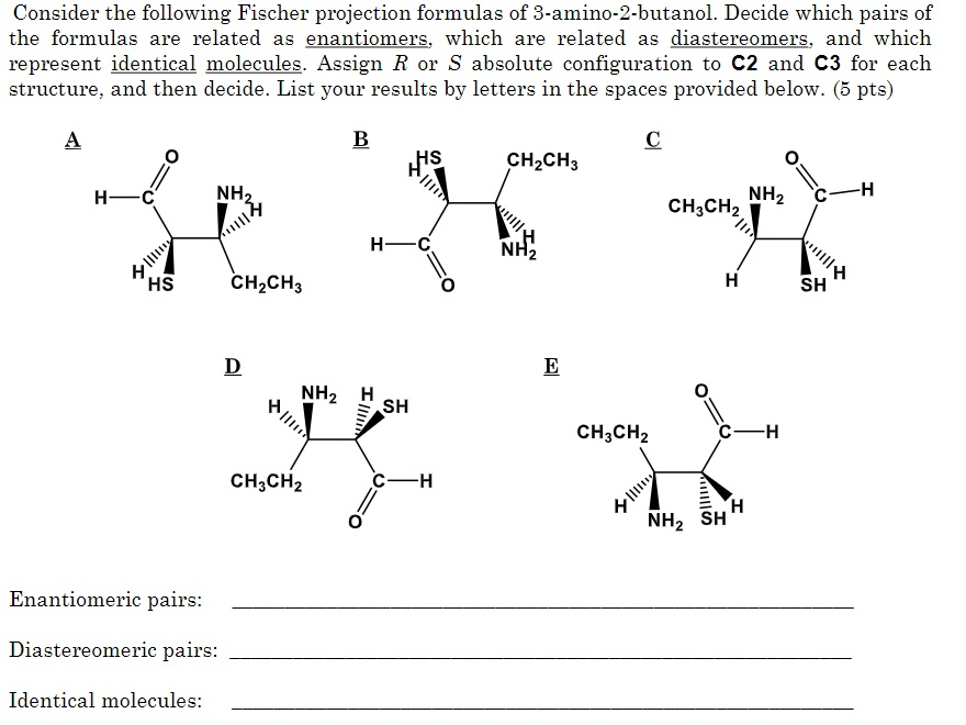 Solved Consider the following Fischer projection formulas of | Chegg.com