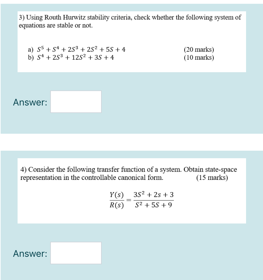 Solved 3) Using Routh Hurwitz stability criteria, check | Chegg.com