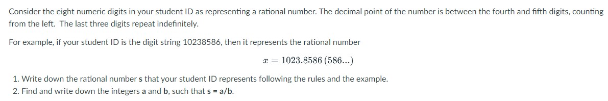 Solved Consider the eight numeric digits in your student ID | Chegg.com