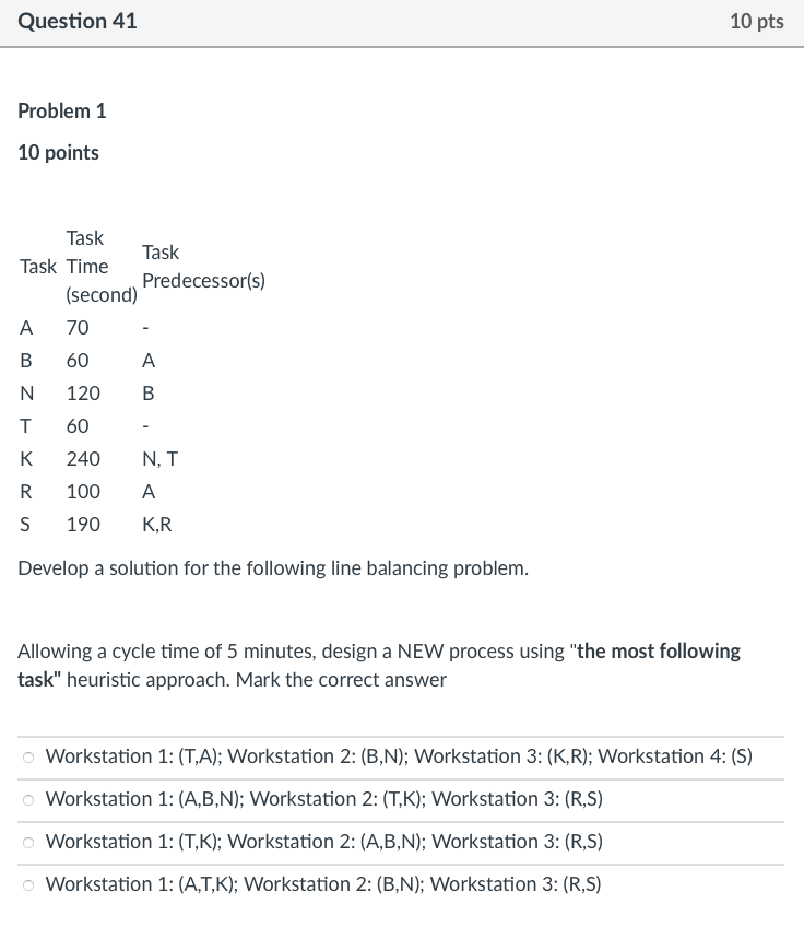 Solved Question 41 10 pts Problem 1 10 points Task Task Task | Chegg.com