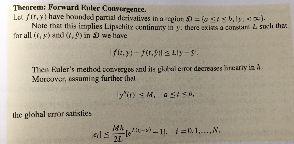 Solved Theorem: Forward Euler Convergence. Let f(t,y) have | Chegg.com