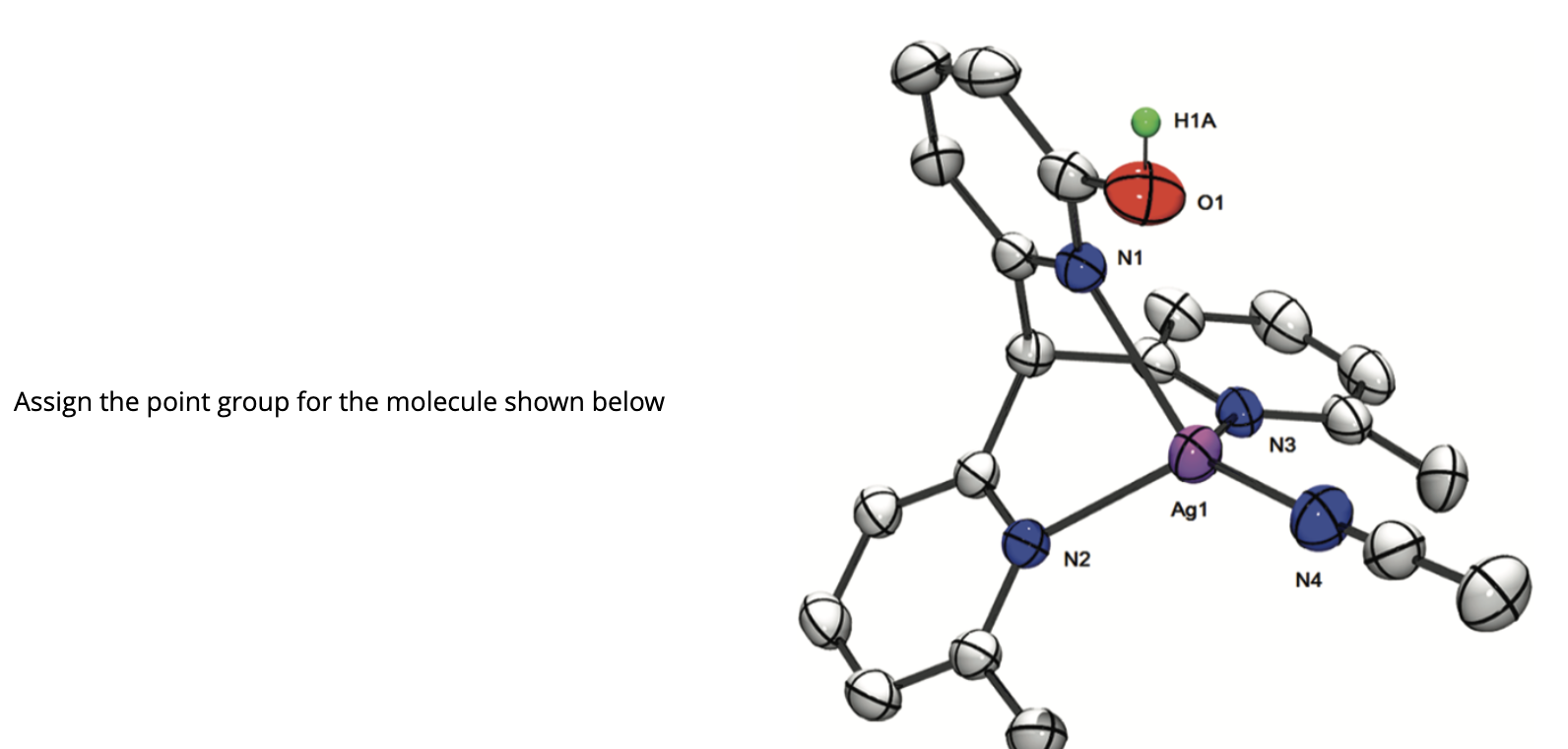 Solved Assign the point group for the molecule shown below: | Chegg.com