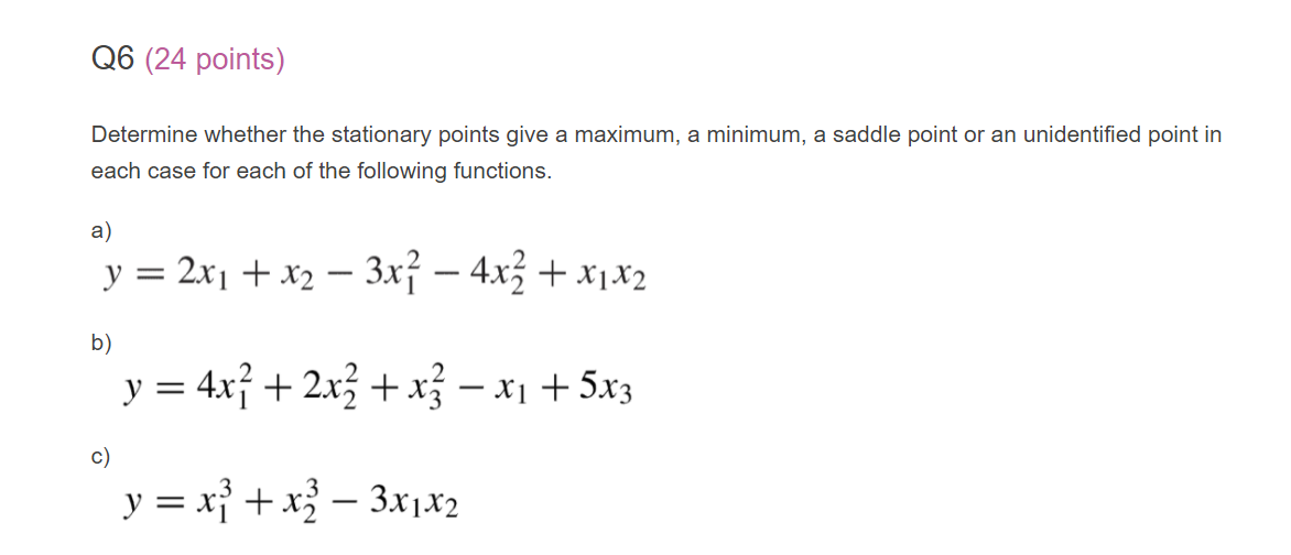 Solved Q6 (24 points) Determine whether the stationary | Chegg.com