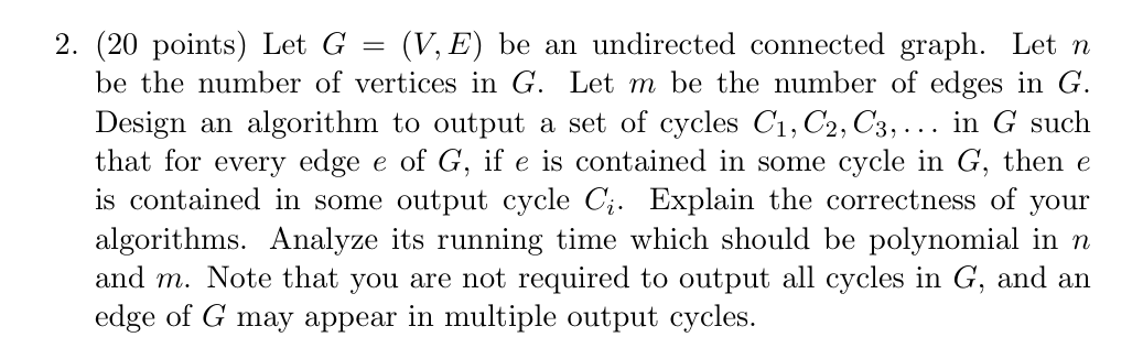 Solved (20 ﻿points) ﻿Let G=(V,E) be an ﻿undirected connected | Chegg.com