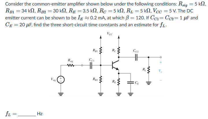 Solved Consider the common-emitter amplifier shown below | Chegg.com