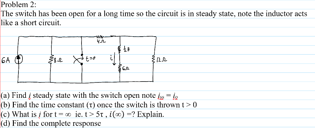 Solved Problem 2: The switch has been open for a long time | Chegg.com