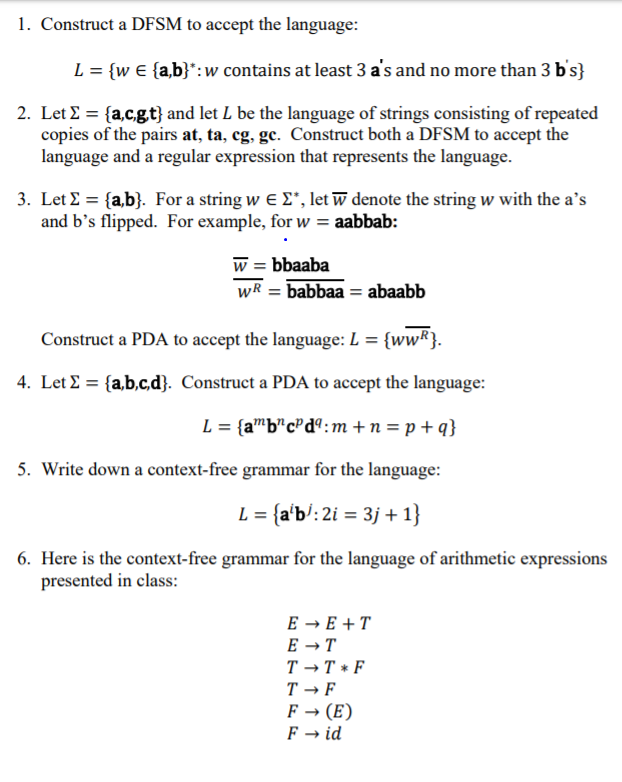 Solved 1. Construct a DFSM to accept the language L {w E | Chegg.com
