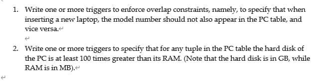 Solved Problem 2. Trigger Specification in SQL [50 pts] | Chegg.com