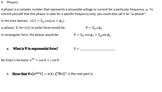 Solved Phasors:A phasor is a complex number that represents | Chegg.com