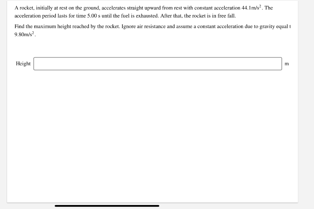 Solved A rocket, initially at rest on the ground, | Chegg.com