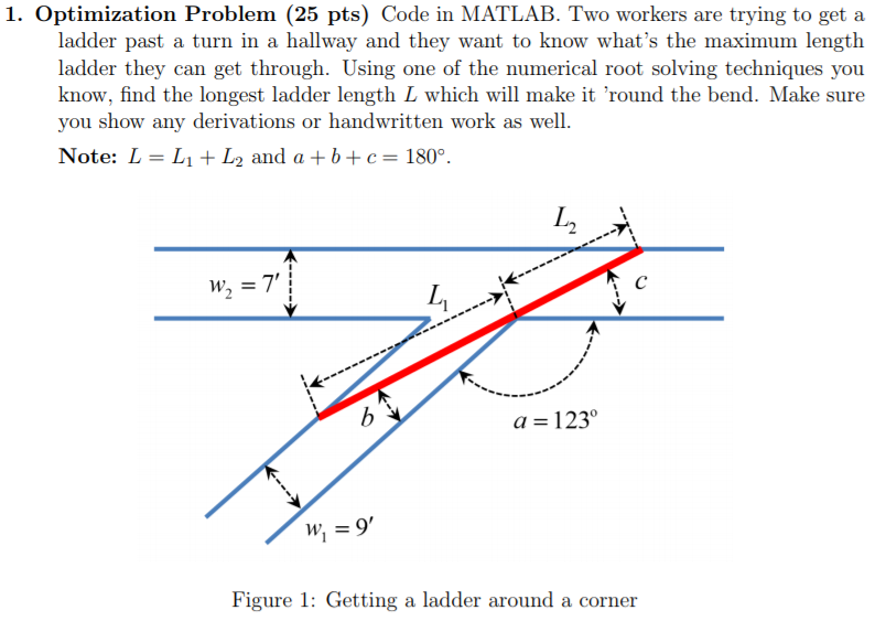 Solved 1. Optimization Problem (25 pts) Code in MATLAB. Two | Chegg.com