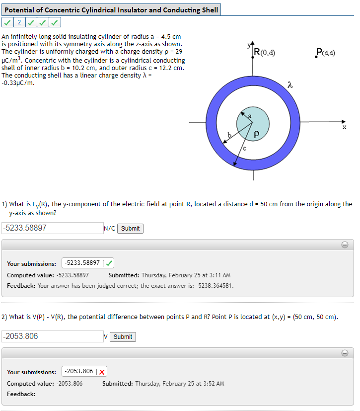 Solved Potential of Concentric Cylindrical Insulator and | Chegg.com