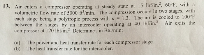 Solved 13. Air enters a compressor operating at steady state | Chegg.com