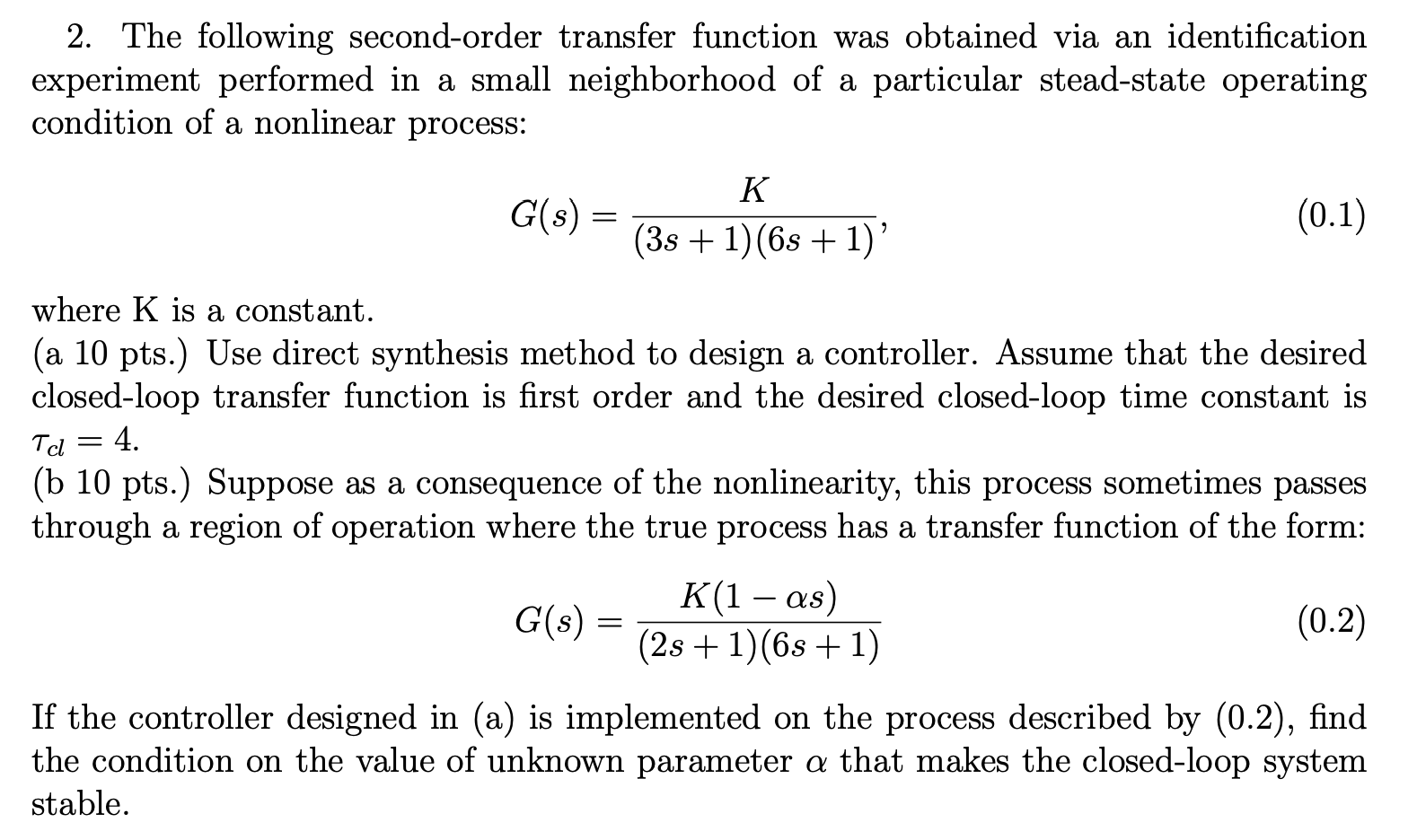 Solved 2. The following second-order transfer function was | Chegg.com