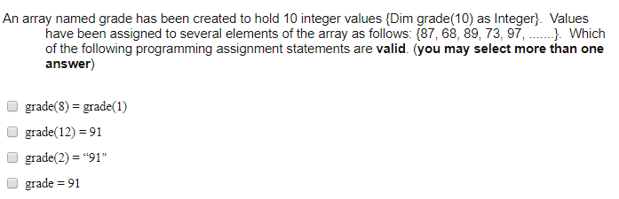An array named grade has been created to hold 10 | Chegg.com