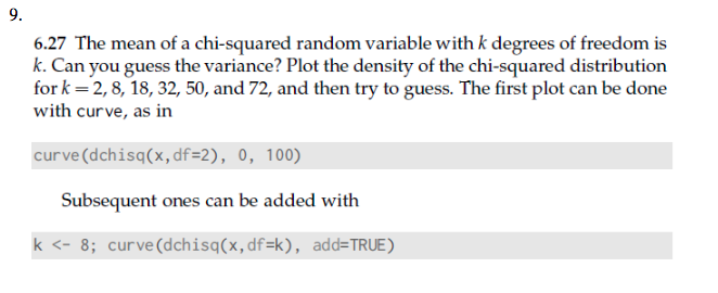 Solved 9. 6.27 The mean of a chi-squared random variable | Chegg.com